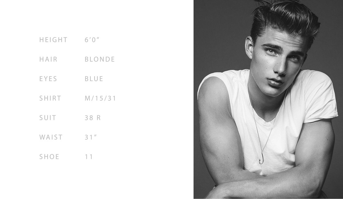 MALE MODEL Matthew Pollock - Matthew Pollock MODEL - WHITE CROSS MANAGEMENT